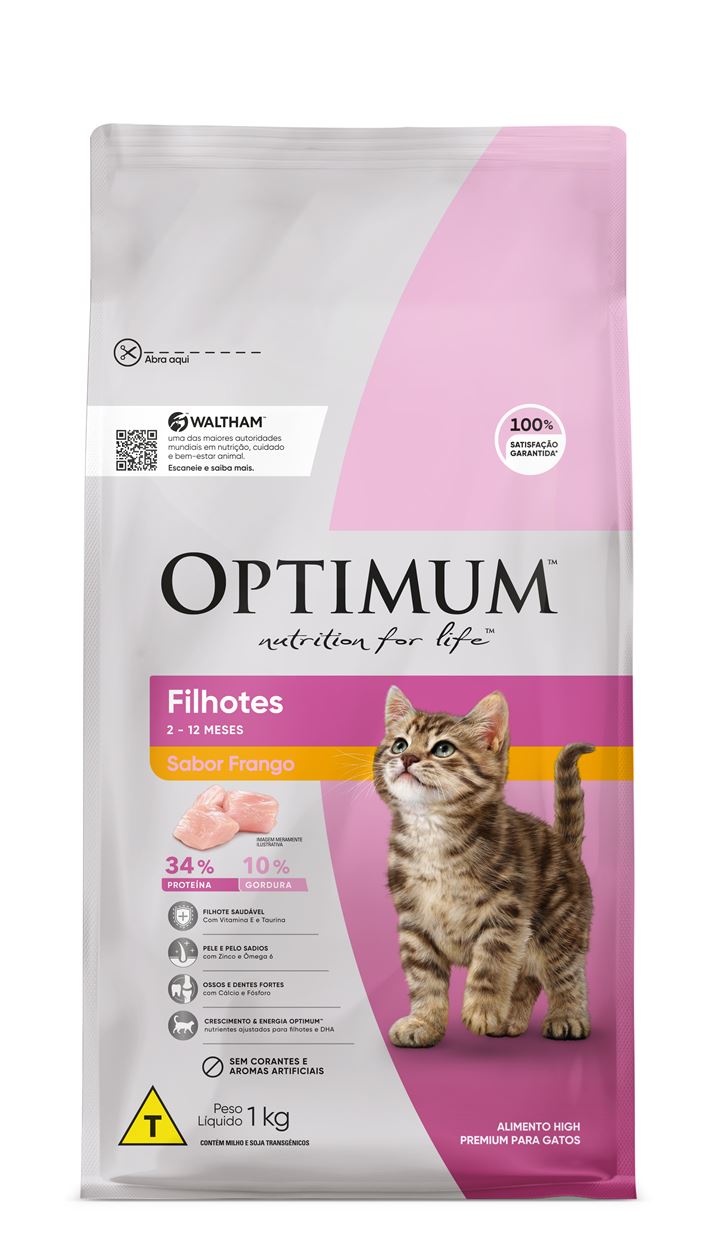 Ração Optimum Cat Filhotes Frango 1Kg | CDA Distribuidora